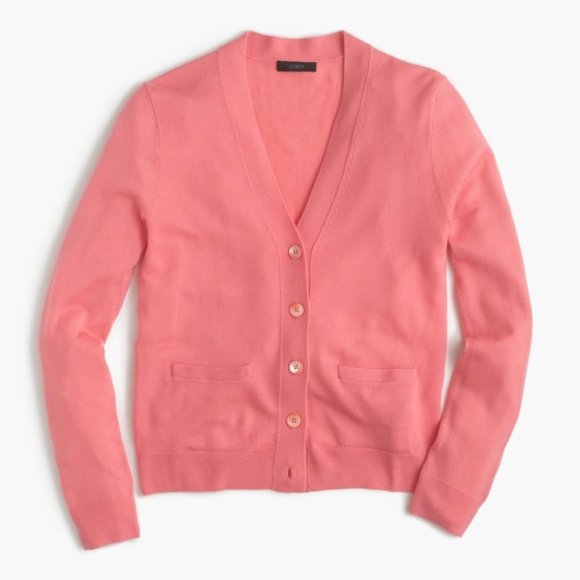 J. Crew | Sweaters | J Crew Merino Wool Coral Pink V Neck Cardigan ...